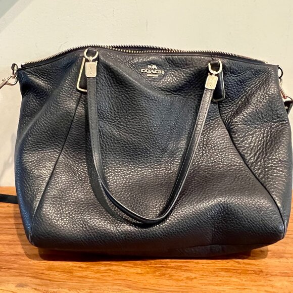 Coach | Bags | Coach Kelsey Black Pebble Leather Satchel Shoulder Bag | Poshmark